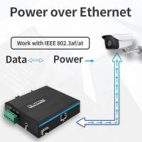 China DC48V POE Industrial Media Converter 100/1000M Auto-Sensing 2 Port PSE 15.4W 30W for sale