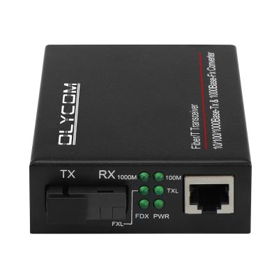China Mini Single Core 100/1000M Unmanaged Media Converter Single Mode Black for sale