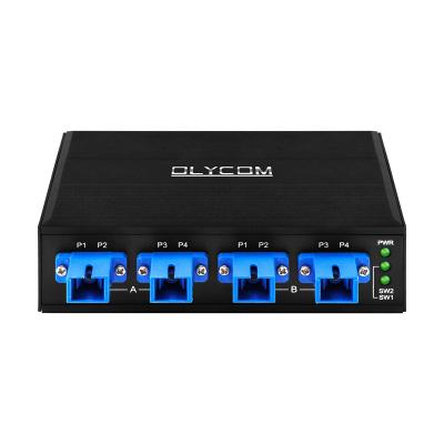 China 4 Port Optical Bypass Switch SC/UPC Connector Simplex 1310/1550nm DC24V DIN Rail CE for sale