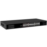 China 24 Port CCTV PoE Switch Gigabit Network SFP Optical Uplink Unmanaged 300W Budget for sale