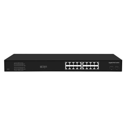 China 16 Port Gigabit PoE Switch 300W Budget Unmanaged VLAN 250M Distance SFP Fiber for sale