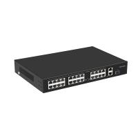 China 24 Port 10/100M PoE Switch Gigabit Fiber Optic Uplink AC Rack Unmanaged 300W Budget for sale