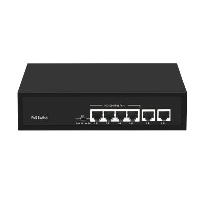 China 4 Port Fast Ethernet CCTV Poe Switch With 2 Copper Uplink 55W Power Budget AC Input for sale