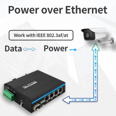 China Industrial Unmanaged POE Switch 4 Port 100Mbps SFP Fiber Network 15.4W/30W Standard for sale