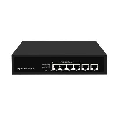 China 6 Port Ethernet Gigabit PoE Switch 250 Meter Extension VLAN 60W Power Budget for sale