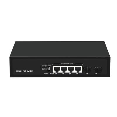 China 4 Port Gigabit PoE Switch 60W Budget SFP Fiber Unmanaged With VLAN 250-Meter Extension for sale