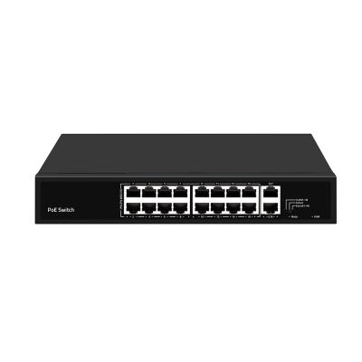 China 16 Port PoE Switch 10/100M Ethernet With 2 SFP/RJ45 Uplink For CCTV Cameras 300W Budget for sale
