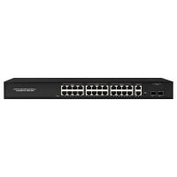 China 24 Port Network 48V Active PoE Switch 450W Standard AF/AT With 2 RJ45 Uplink Port Ethernet Sfp Fiber Switch for sale
