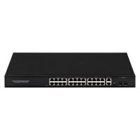 China 24 Port Network 48V Active PoE Switch 450W Standard AF/AT With 2 RJ45 Uplink Port Ethernet Sfp Fiber Switch for sale