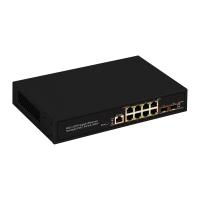China 8 Port Gigabit Managed PoE Switch SFP Fiber Optic 120W Budget AC Input Realtek Chip for sale