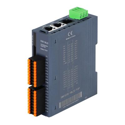 China 3 RJ45 Ports Modbus-TCP/IP PLC IO Module with 16DI+16DO and 24VDC Power Supply for Industrial Control for sale