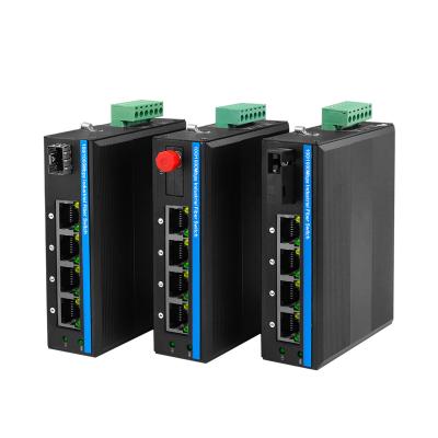 China 4 Port Industrial PoE Switch Gigabit Network Active PoE 120W Budget Unmanaged Din Rail for sale