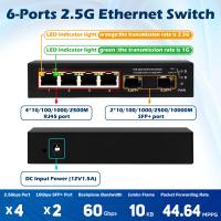 China 6 Port 10g Fiber Ethernet Switch 4* 2.5G RJ45 + 2* 10G SFP+ Support OEM/ODM for sale
