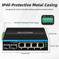 China Mini 6 Port Gigiabit Ethernet Switch Poe Switch Din Rail 2 Sfp+ 4 RJ45 DC48-52V Dual Power Input for sale