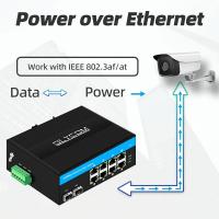 China Gigabit 8 Port Poe Switch Unmanaged Poe Switch 6 X Gigabit PoE+ Ports 2 X 1.25G SFP Fiber Ports 240W For Outdoor Use for sale
