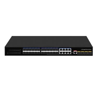 China 24 Port 10G L3 Managed Fiber Switch With 8 Gigabit Combo SFP/RJ45 1U Rack 220V AC Input for sale