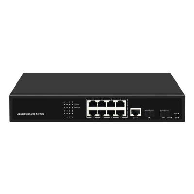 China 8 Port Managed Gigabit Network Switch Realtek Based SFP Fiber Uplink AC Input CE Fanless for sale