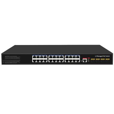 China 24 Port PoE Switch 10G Fiber300W Budget USB Console L3 Managed AC Input for sale