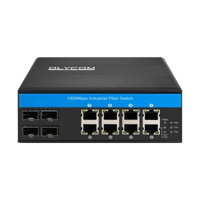 China 12 Port Industrial Ethernet Switch Din Network Switch 4SFP+8RJ45 DC12-52V Dual Power Supply for sale