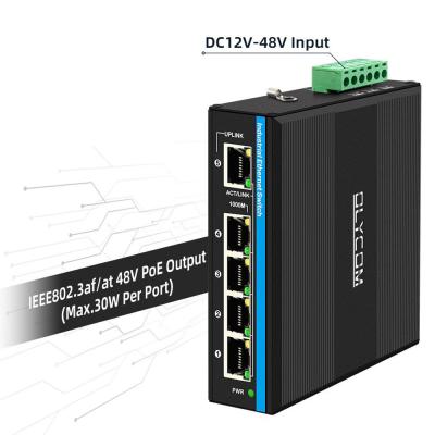 China Solar Or Battery Powered PoE Switch 4 Port Gigabit Network Dual 12V/24V/48VDC Input CE for sale