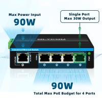 China 5 Port gigabit switch Industrial PoE Extender 1*poe in port support 30w/60w/90w+4*poe output ports for sale