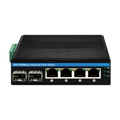 China 6 Port Gigabit Managed Industrial Fiber Switch SFP Fiber RSTP Manageable Rugged Case for sale