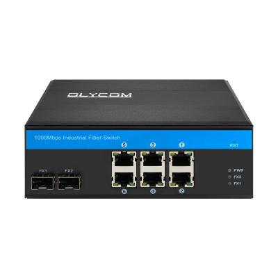 China 8 Port Industrial PoE Switch Gigabit Network Fiber Unmanaged DIN Mounted CE FCC for sale