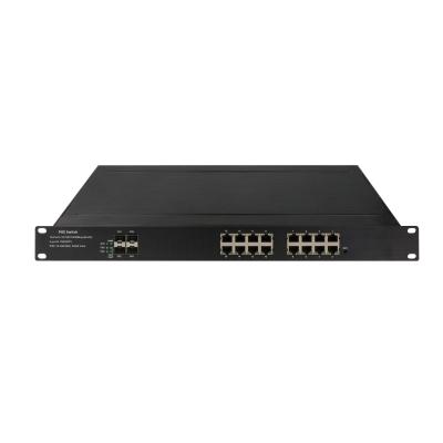 China 16 Port Industrial PoE Switch Gigabit Fiber Network Unmanaged 1U Rack 220V Input CE for sale
