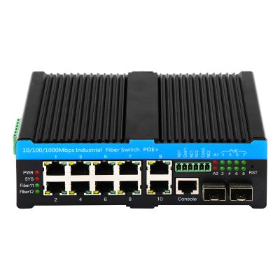 China 12-Port L2+ Managed Ethernet Switch 1G Based Fiber/RJ45 Uplink Rugged Design DIN Mounted for sale