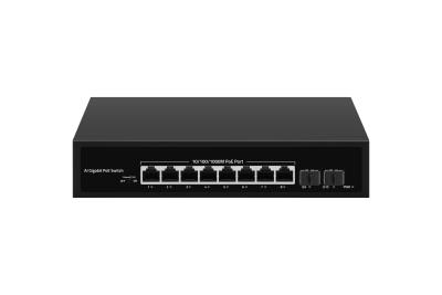 China 8 Port Gigabit PoE Switch SFP Uplink AC Powered Unmanaged 120W Budget Fanless for sale