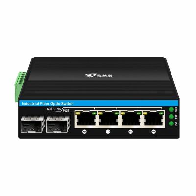 China Industrial Unmanaged POE Switch with 2SFP+4RJ45 Ports, 6KV Surge Protection, and Wide Temperature Range (-40°C to +75°C) for sale
