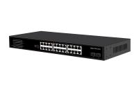 China 24 Port Gigabit PoE Switch 1U Type Unmanaged 1G Ethernet 300W Budget Fanless for sale