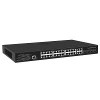 China 24 Port Commercial Managed PoE Switch 300W Budget With 4 Gigabit Uplinks Single AC Powered for sale