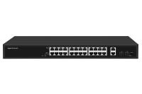 China 28-Port Full Gigabit PoE Fiber Switch Unmanaged 300W PoE Budget 220V Power Input for sale