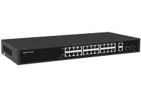 China 28-Port Full Gigabit PoE Fiber Switch Unmanaged 300W PoE Budget 220V Power Input for sale
