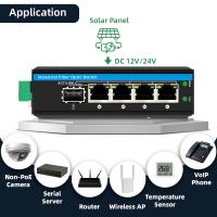 China 5 Port Gigabit Solar PoE Switch Optical Fiber Switch  DC12V/24V/48V Input for sale