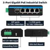 China 5 Port Gigabit Solar PoE Switch Optical Fiber Switch  DC12V/24V/48V Input for sale