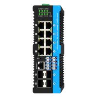 China 10G Industrial Fiber Bypass switch Ethernet PoE Switch 4*10G Sfp Ports+8*10/100/1000mbps for sale