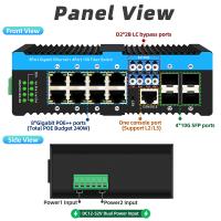 China 10G Industrial Fiber Bypass switch Ethernet PoE Switch 4*10G Sfp Ports+8*10/100/1000mbps for sale