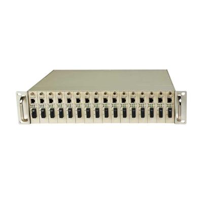 China 16-Slot Media Converter Rack Chassis Dual AC/DC Power 2U Size Unmanaged for sale