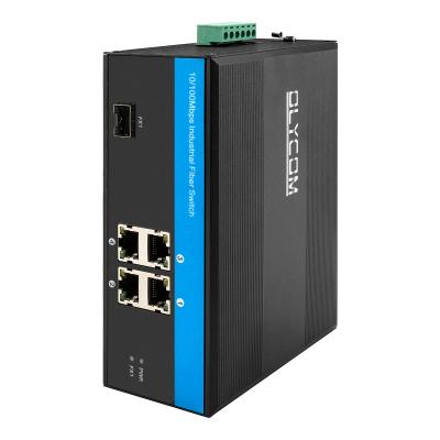 China 5 Port Industrial Fiber Switch 10/100M Fast Ethernet DIN Rail Unmanaged Fanless CE for sale