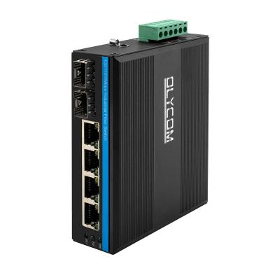 China 6 Port Industrial Ethernet Switch Gigabit Network 100/1000M SFP Fiber Unmanaged Realtek Chip for sale