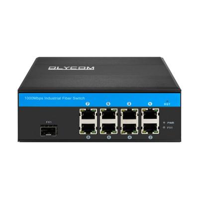 China 8 Ports Gigabit Fiber Switch With POE 30W And 1 Uplink SFP Port Din Rail for sale