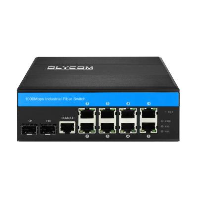 China 8 Port PoE Managed Switch L2 Fiber Optic Manageable Gigabit Rugged Network DIN Rail for sale