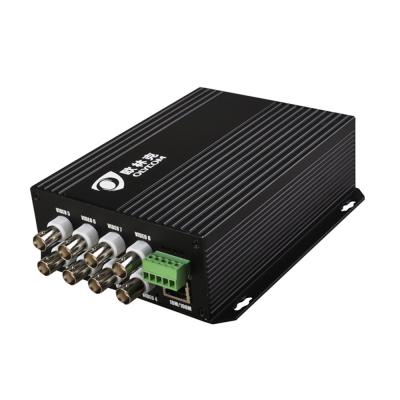 China 8 Port Video Data Fiber Media Converter 10/100Mbps Ethernet RS485 Data DC12V Standalone for sale