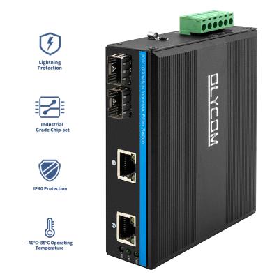 China 4-Port Gigabit Unmanaged Switch SFP Slots DC24V IP40 Level Hardened Metal Case CE for sale