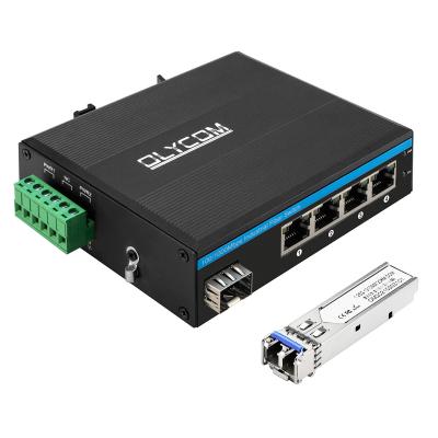 China Mini 5-Port Gigabit Industrial Fiber SFP Switch Unmanaged DIN Rail DC12V for sale
