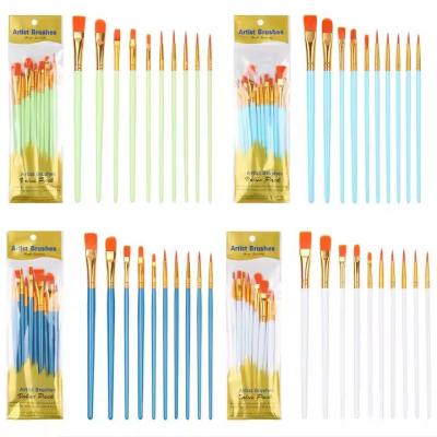 China Wooden Acrylic Paint Artist Brush Set , 10PCS Paint Brush Kit For Beginners for sale