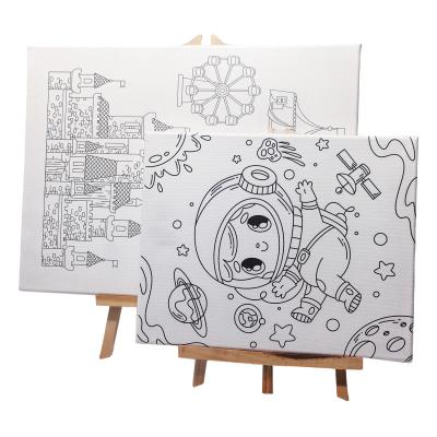 China Kids Drawing Pre Printed Stretched Canvas Art Set With Tabletop Easel Custom Size for sale