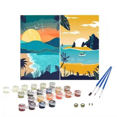 China 8x8cm DIY Pre Printed Canvas Painting Kits For Kids Includes Brushes and Canvas Ages 6+ for sale
